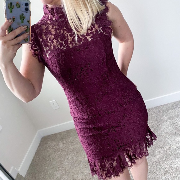 Storia | Dresses | Storia Plum Lace Mini Dress M | Poshmark